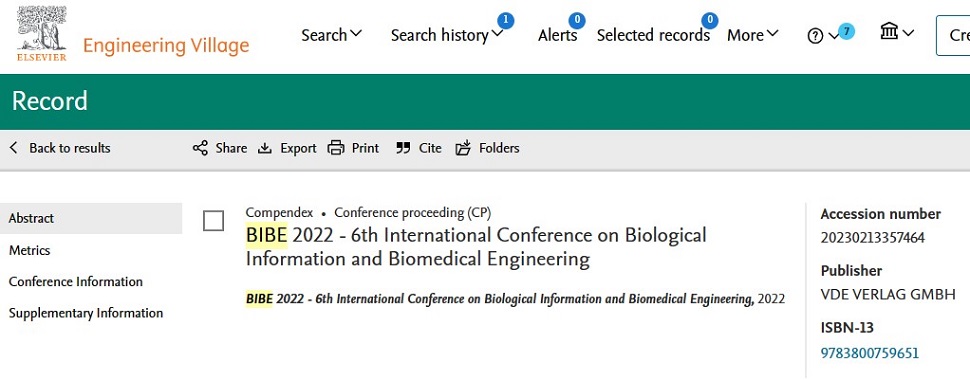The Sixth International Conference on Biological Information and ...